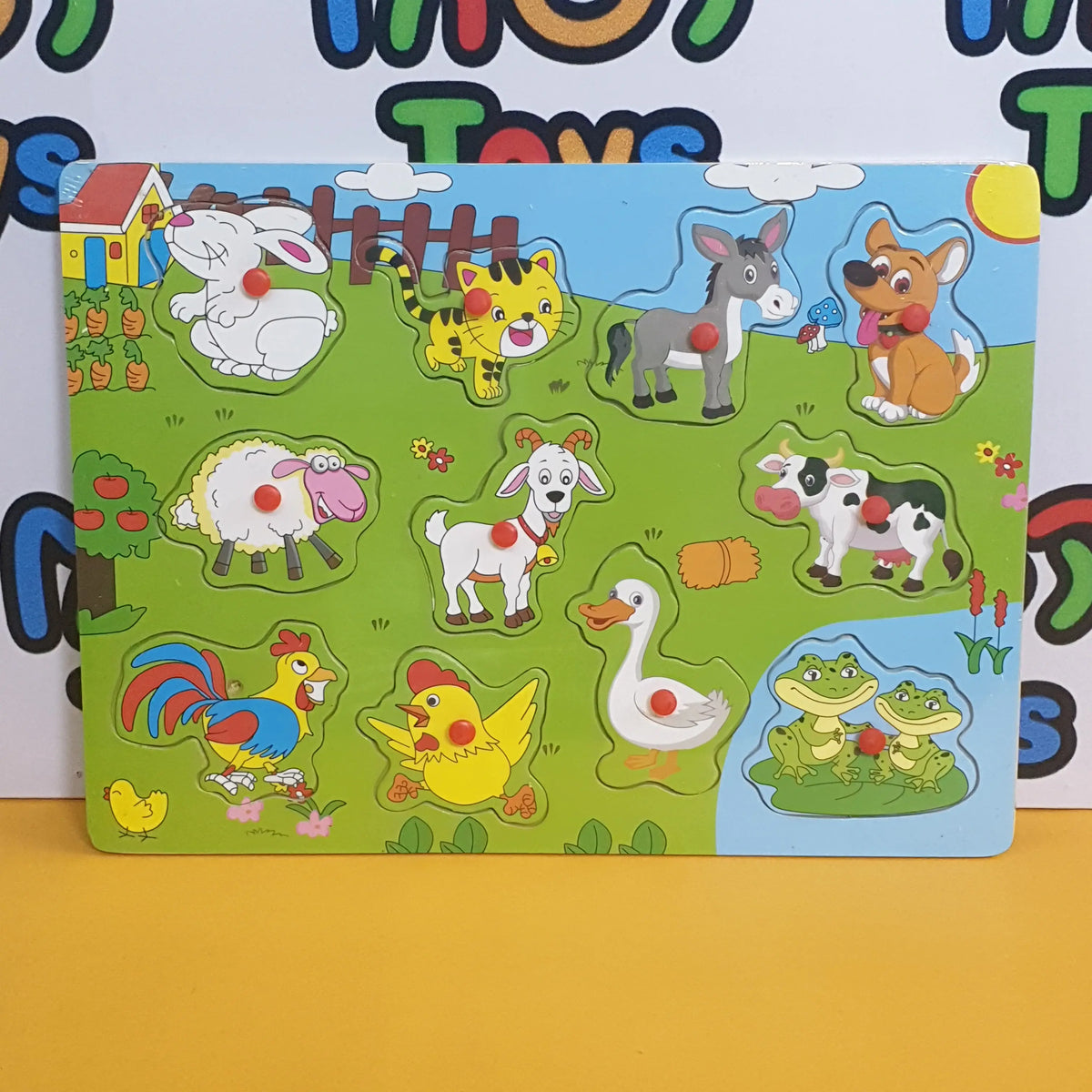 Wooden Farm Animals Peg Puzzle Pin Board – MGT Toys
