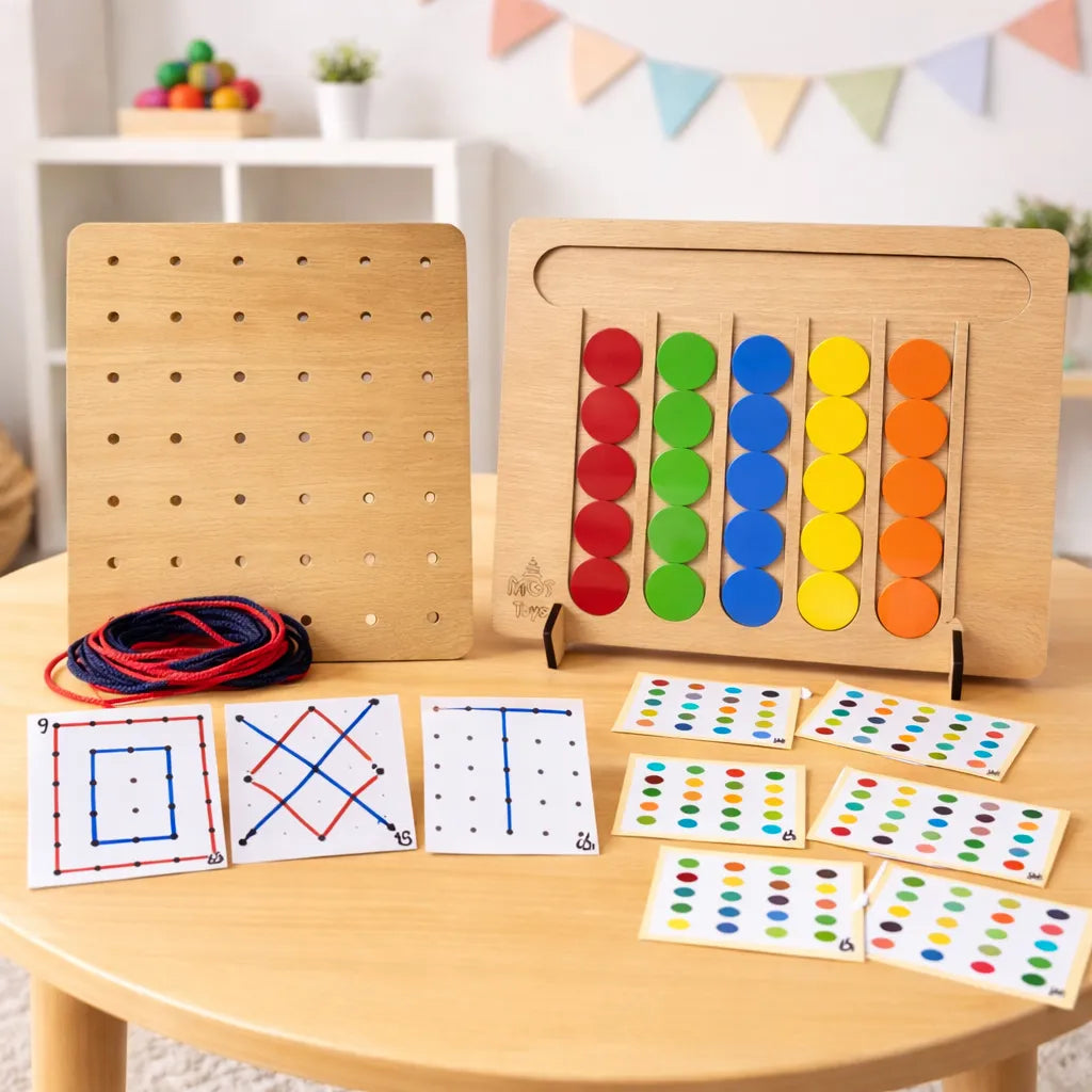 Wooden Brain Builder Set – Color Sorting & Lacing Activity for Growing ...