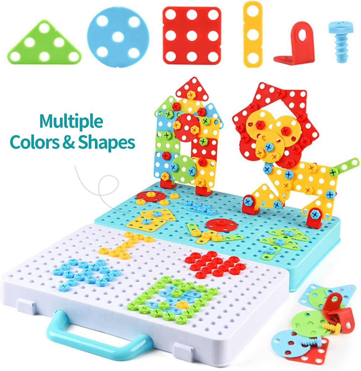 Electric 2 in 1 Nut Drill Mosaic STEM Construction Set 205+ Pcs – MGT Toys