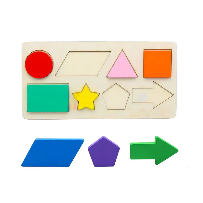 Wooden 3D geometric Shapes Sorting Board – MGT Toys