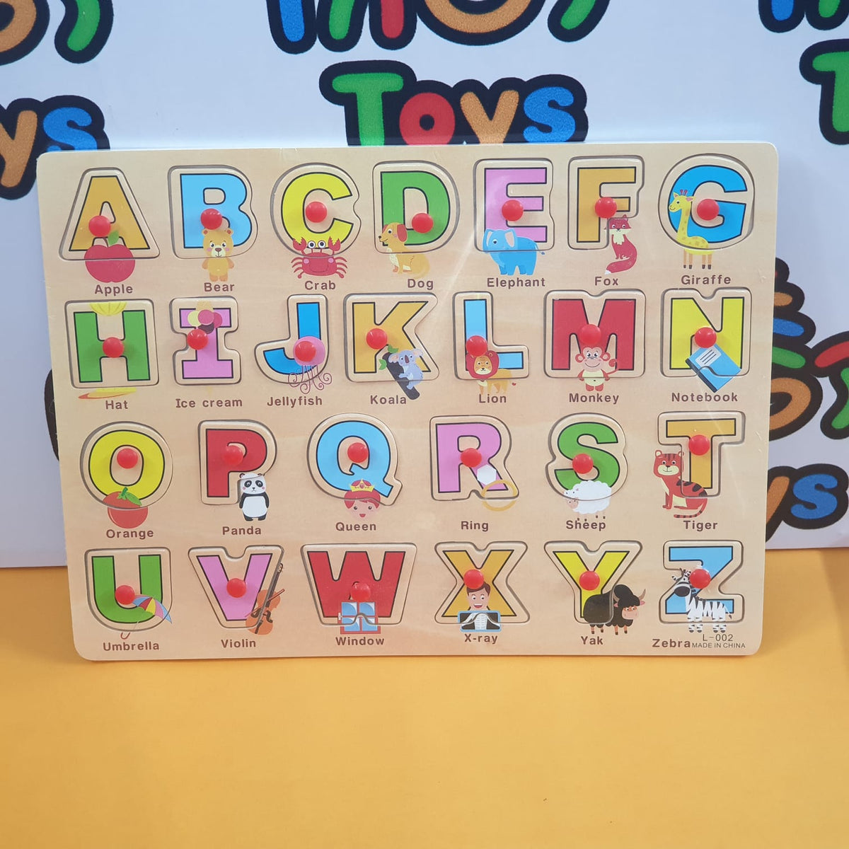 Wooden Capital Alphabets Peg Puzzle Pin Board With Matching Object