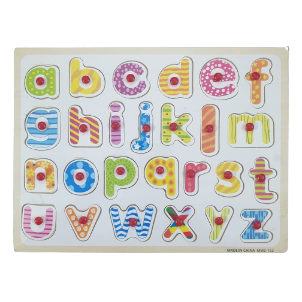Wooden Colorful Small Alphabets Peg Puzzle Pin Board Mgt Toys