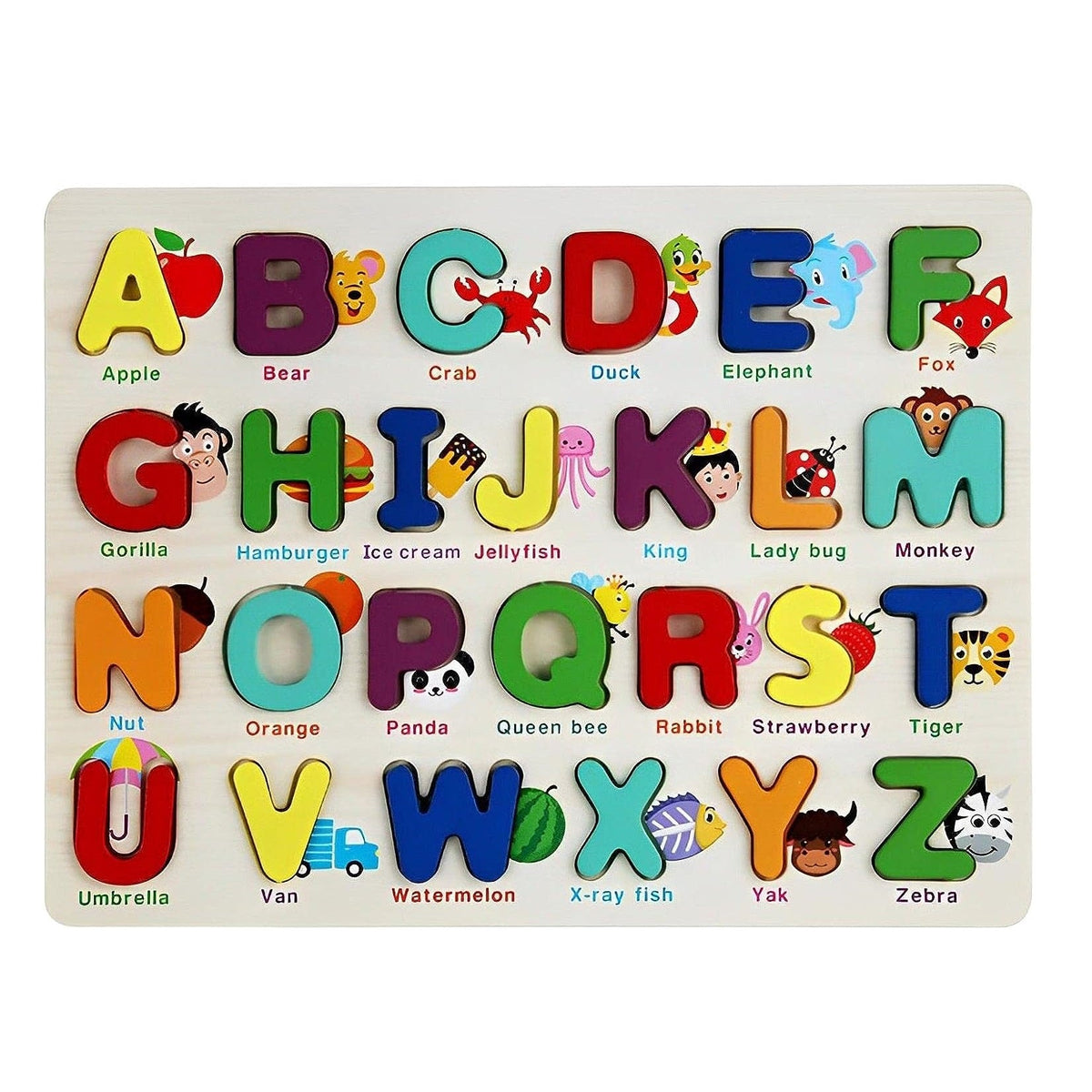 Wooden 3d Alphabets Board With Spellings & Object – MGT Toys