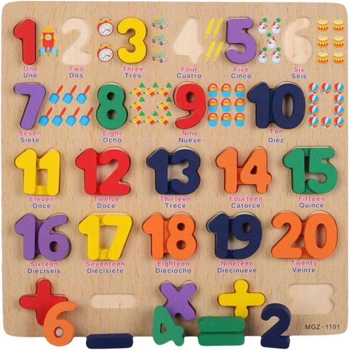 Wooden 3d Colorful Numbers Square Sorting Board – MGT Toys