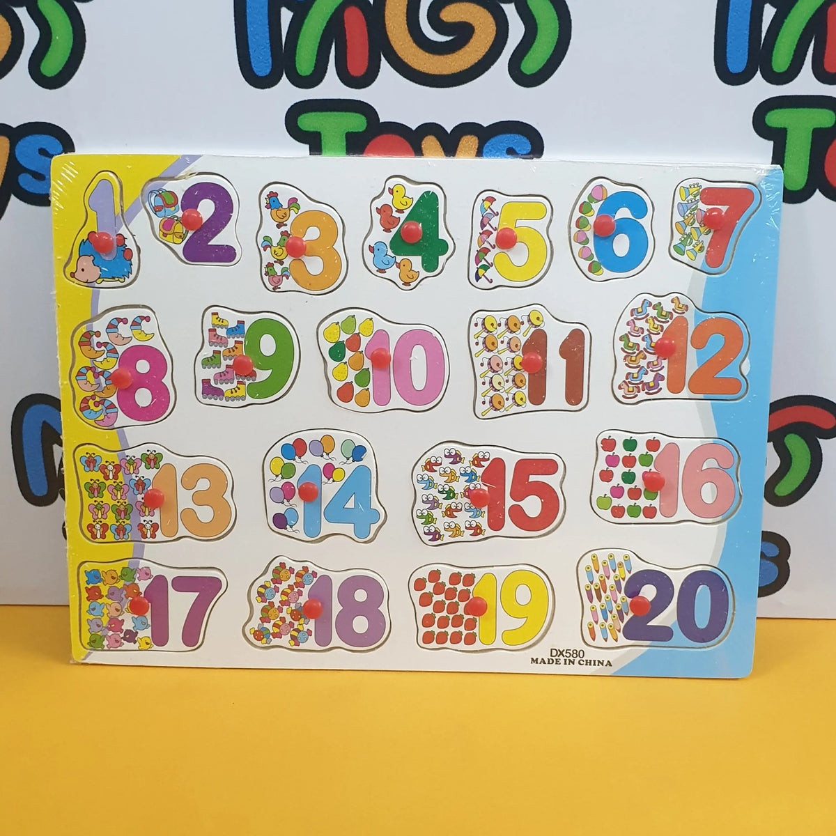 Wooden 1-20 Numbers With Object Peg Puzzle Pin Board – MGT Toys