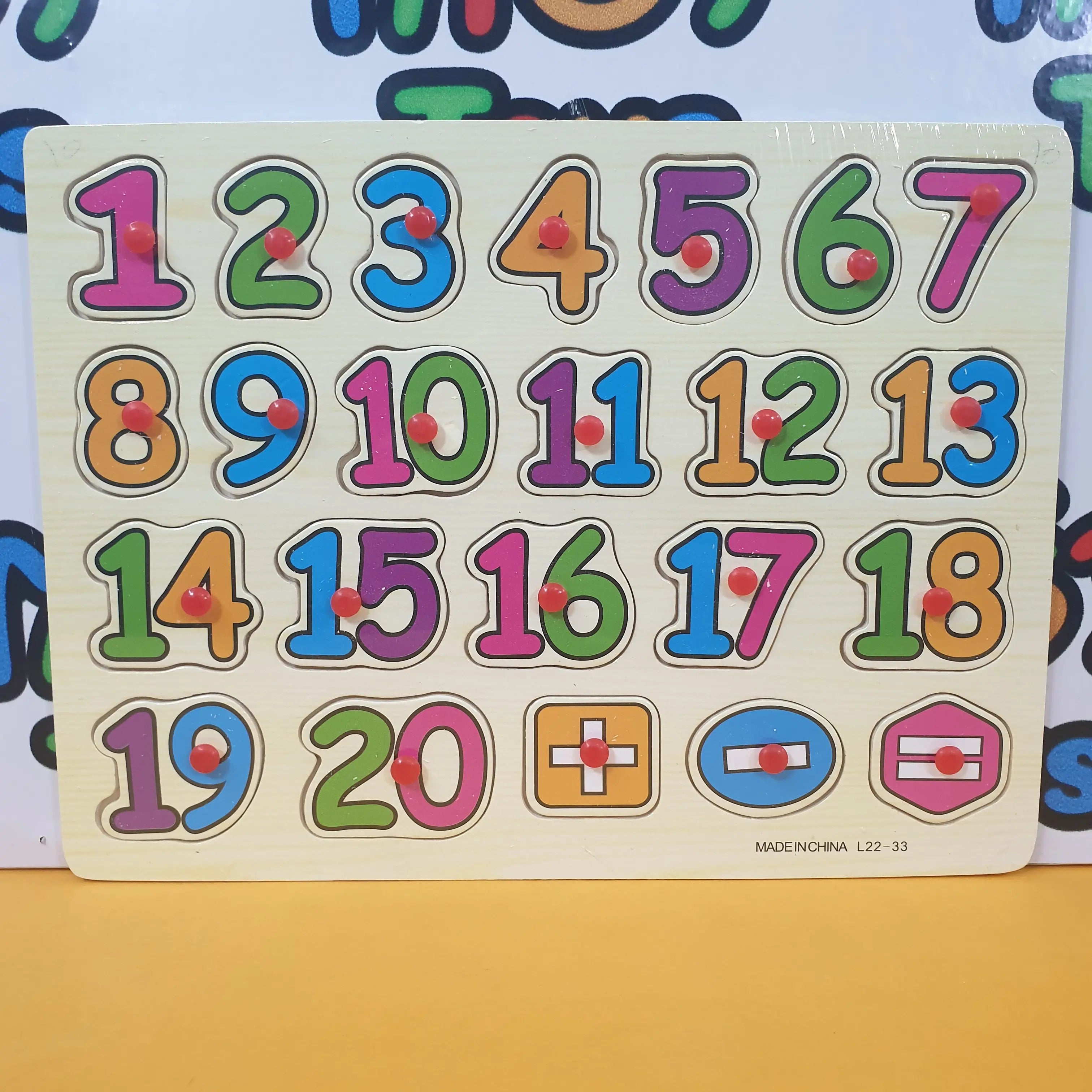 Wooden 1-20 Numbers With Math Signs Peg Puzzle Pin Board – MGT Toys