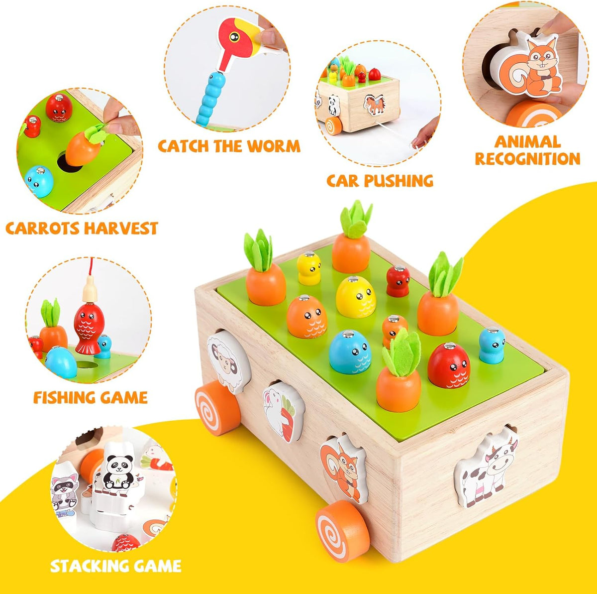 Wooden Montessori Magnetic Shapes Sorting & Lacing Trailer – MGT Toys