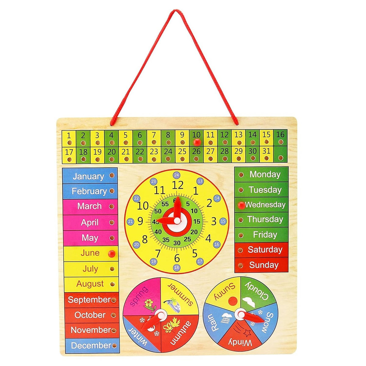 Wooden Multifunctional All In One Calendar Activity Board – MGT Toys