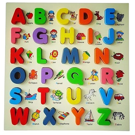 Wooden 3d Colorful Capital Alphabet Square Jumbo Sorting Board – MGT Toys