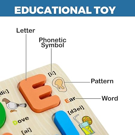 Wooden 3d Colorful Capital Alphabet Square Jumbo Sorting Board – MGT Toys