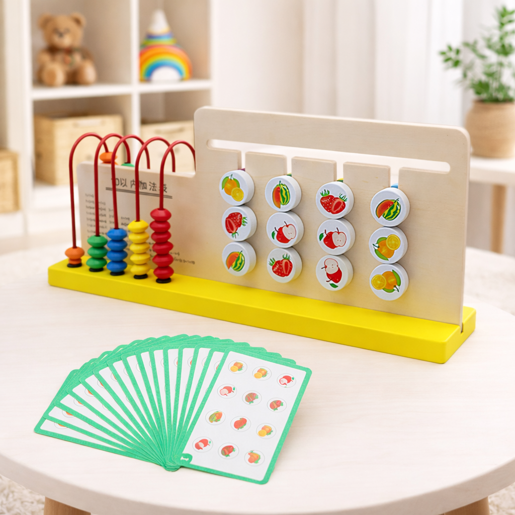 Wooden 2In1 Four Color Game With Calculation Stand Abacus – MGT Toys