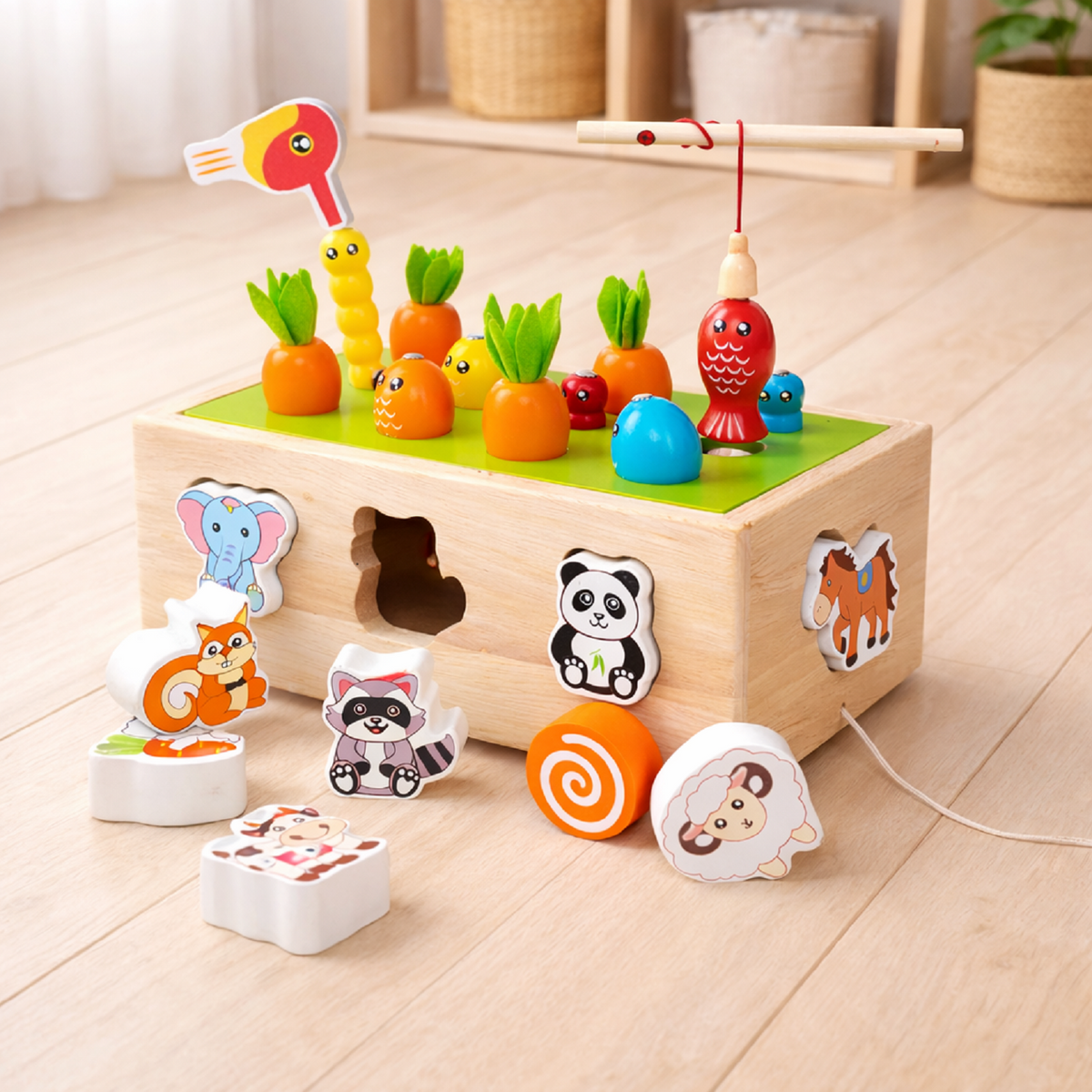 Wooden Montessori Magnetic Shapes Sorting & Lacing Trailer – MGT Toys