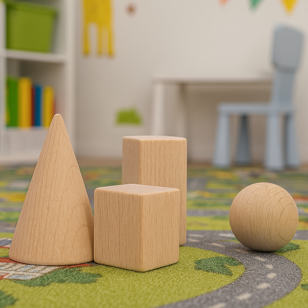 Wooden 3D Geometric Preschool Learning Shapes Solid Blocks – MGT Toys