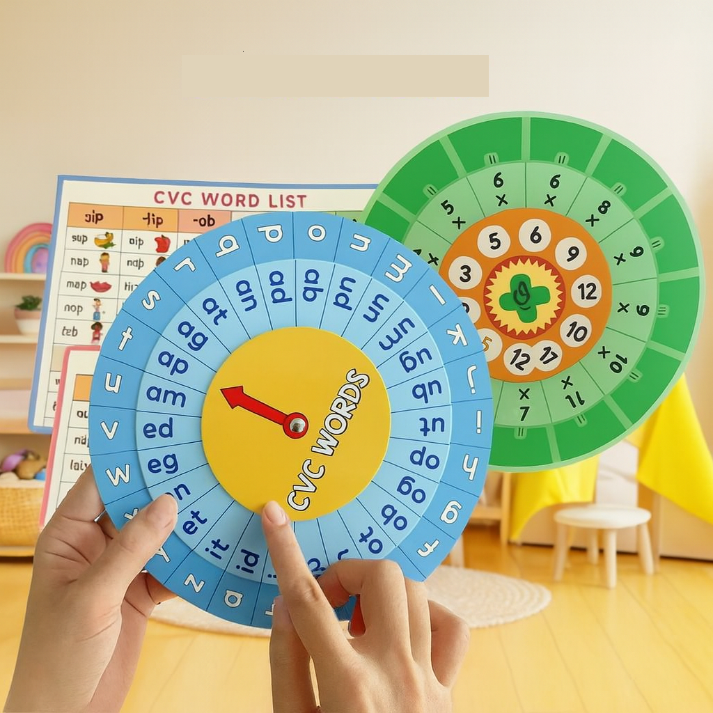 CVC Words and Maths Activity Phonics Spinner Game Kit – MGT Toys