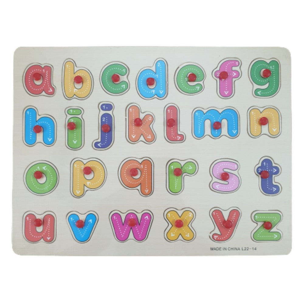 Wooden Small abc Peg Puzzle Knob Sorting Board – MGT Toys