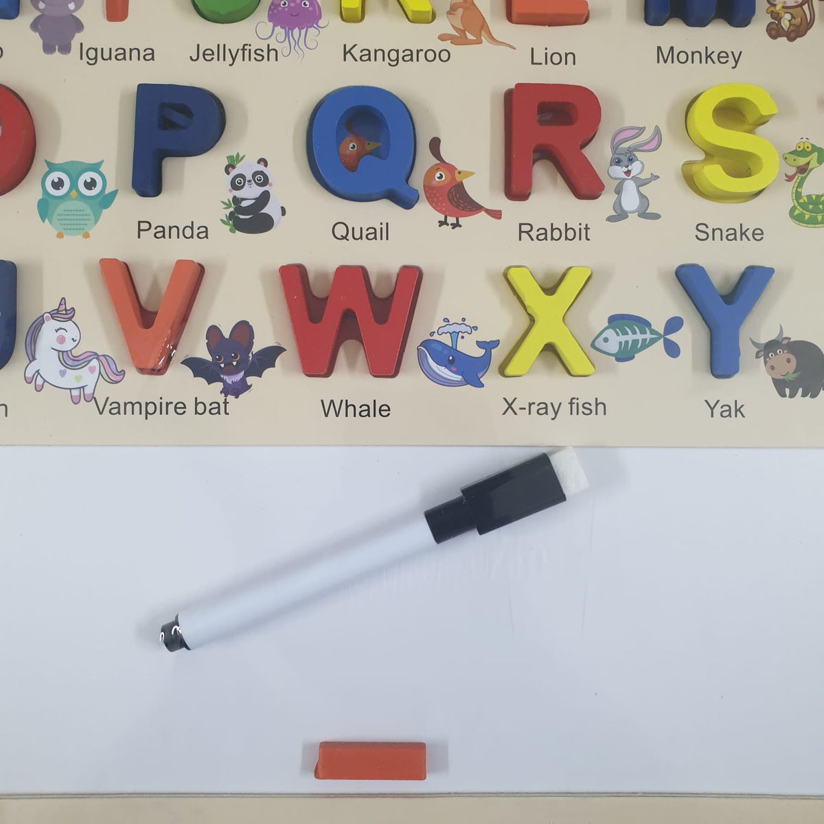 Wooden 3D Alphabets Sorting Board With Writing Board – MGT Toys