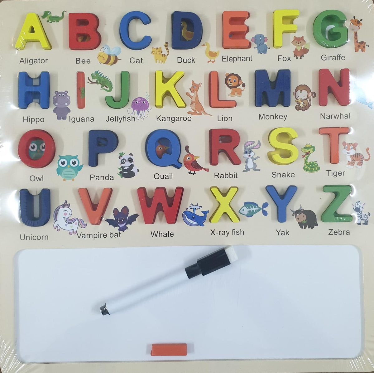 Wooden 3D Alphabets Sorting Board With Writing Board – MGT Toys