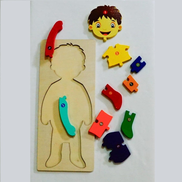 Wooden 3D Multicolor Jigsaw Boy Puzzle Board With Numbers – MGT Toys