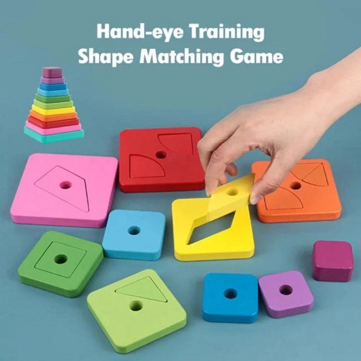 Wooden Rainbow Hidden Square Stacking Tower Educational Toy – MGT Toys