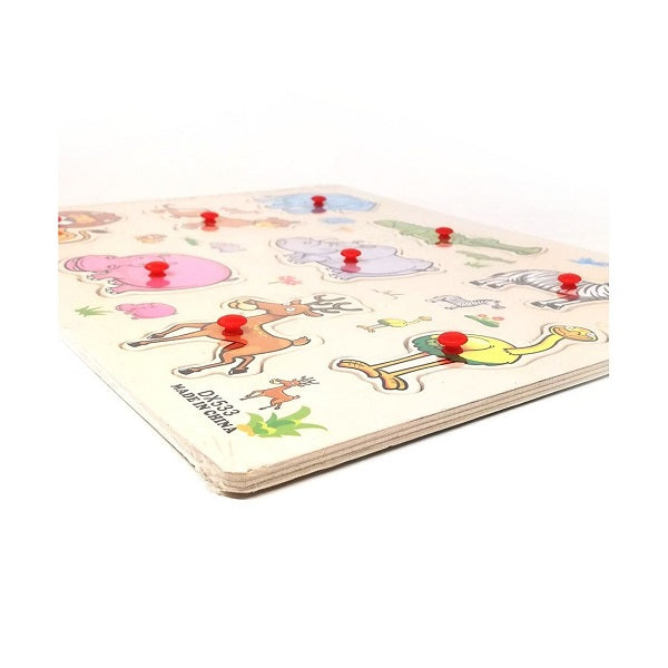 Wooden Wild Animals Peg Puzzle Pin Board – MGT Toys