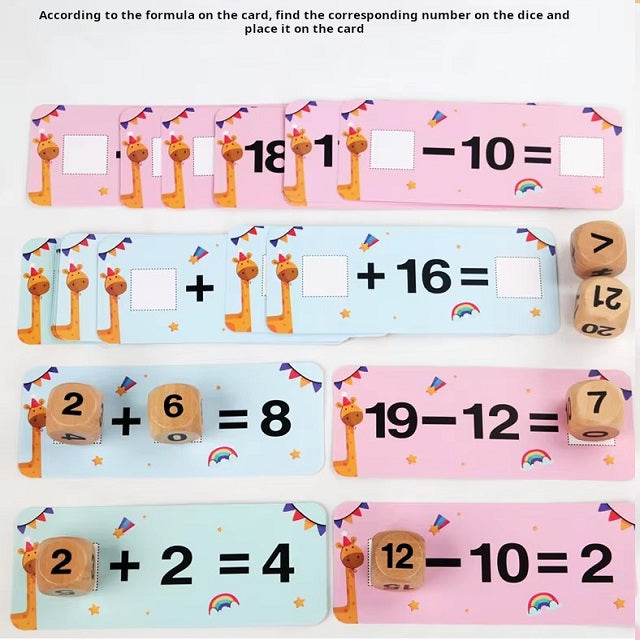 Wooden Math Numbers Dice Pairing Educational Activity Game – MGT Toys