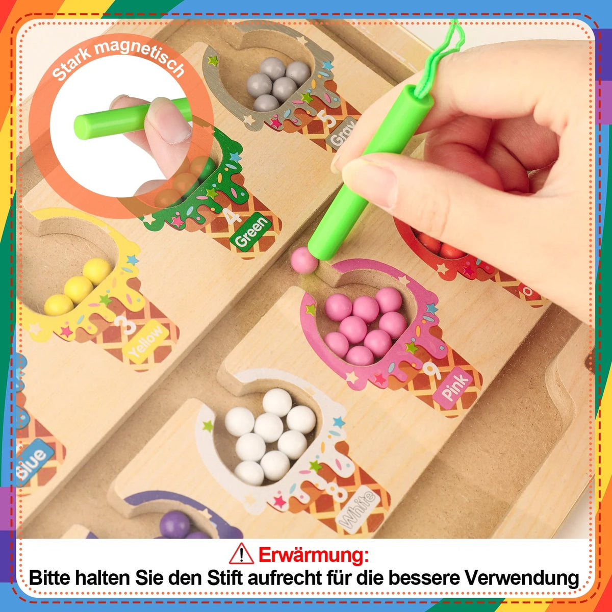 Wooden Magnetic Color & Number Sorting Beans Maze Game – MGT Toys