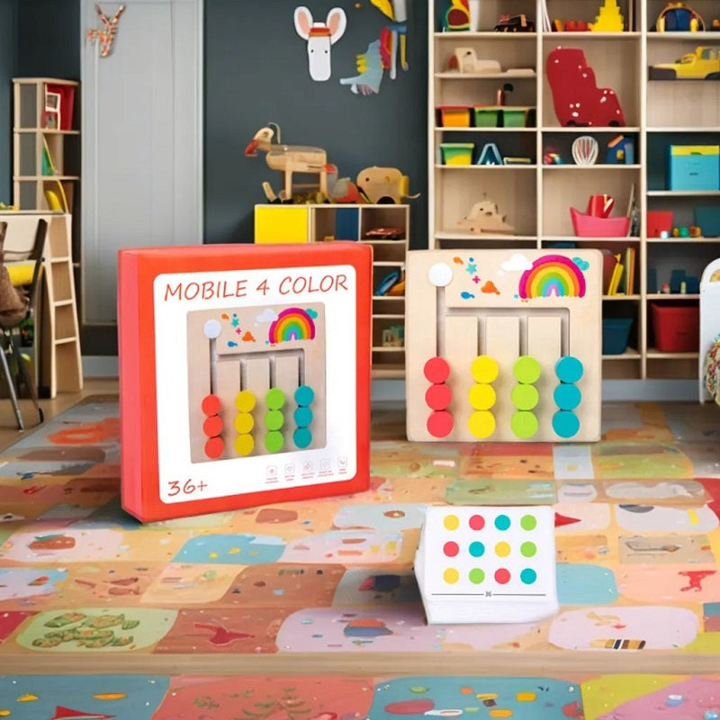 Wooden Mobile 4 Colors Matching Game With Flash Cards – MGT Toys