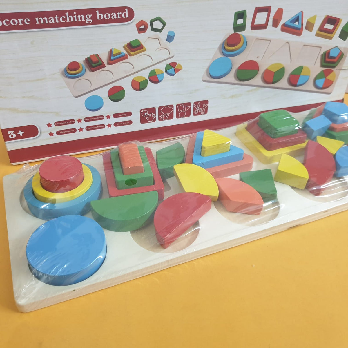 Wooden Montessori 5 Multicolor Shape Matching & Stacking Set – MGT Toys