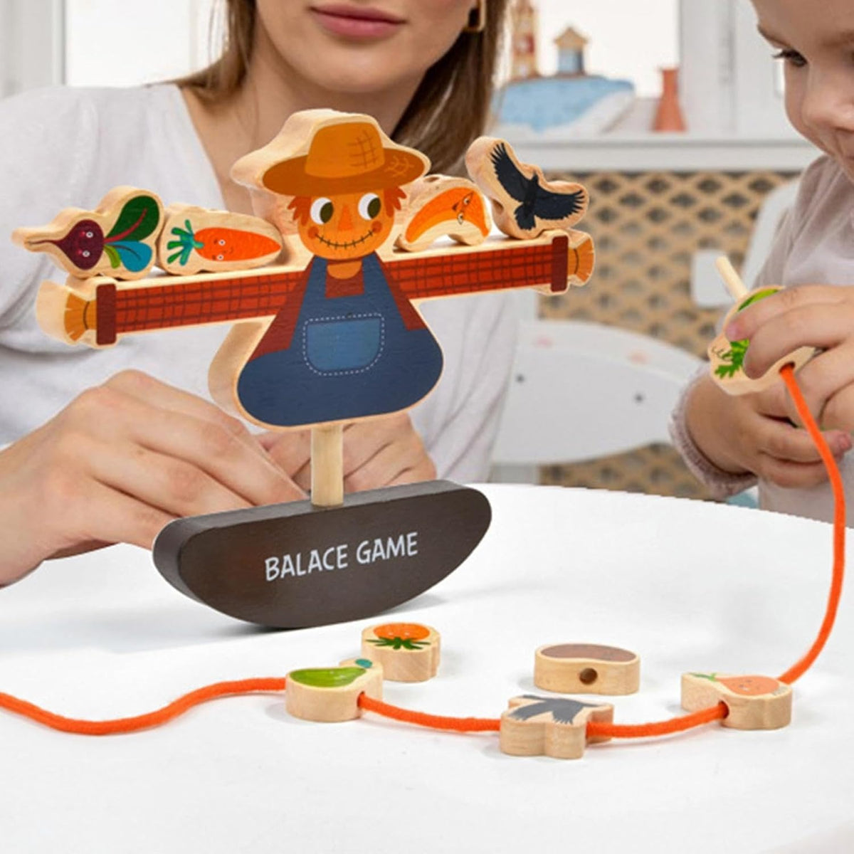 Wooden Montessori Balancing Game With Lacing Activity – MGT Toys