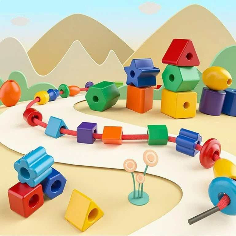 Creative Colorful Threading Beads & Block Set Pack Of 106 Pcs – MGT Toys