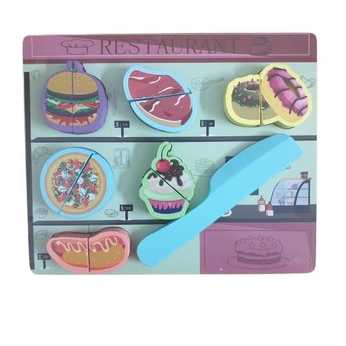 Wooden 3D Fast Food Cutting Puzzle Sorting Board – MGT Toys
