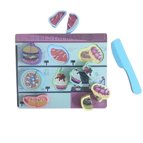 Wooden 3D Fast Food Cutting Puzzle Sorting Board – MGT Toys