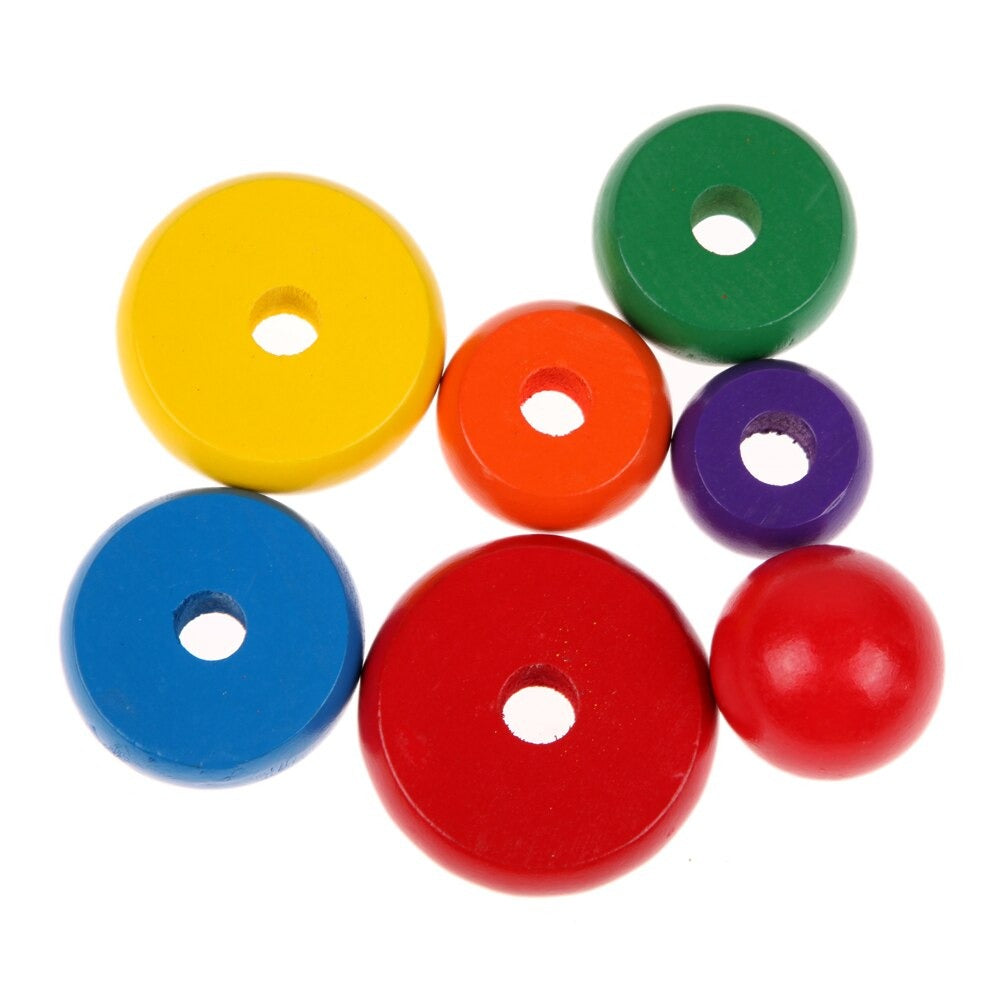 Wooden Rainbow Multicolor Big Ring Stacking Tower – MGT Toys