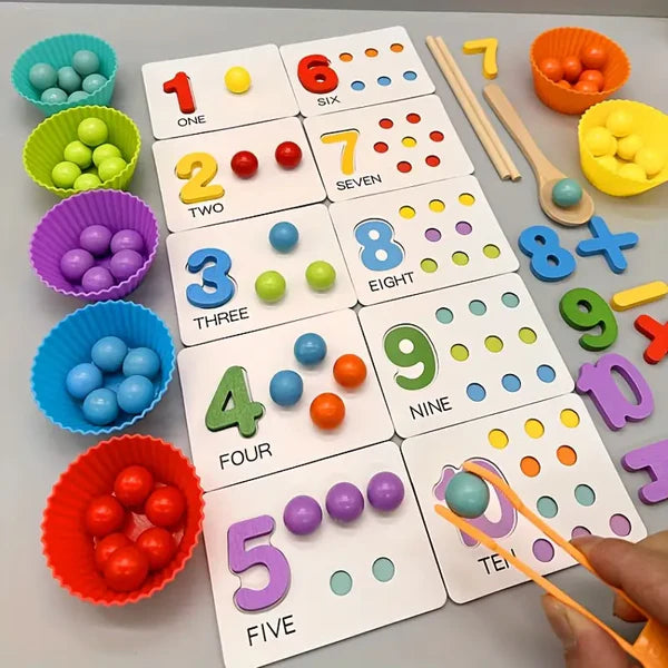 Wooden Interactive Numbers & Beads Matching Game – MGT Toys