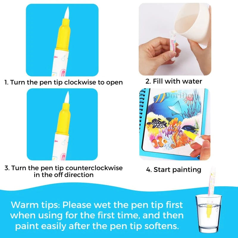 Magic Reusable Water Coloring Activity Book-M – MGT Toys