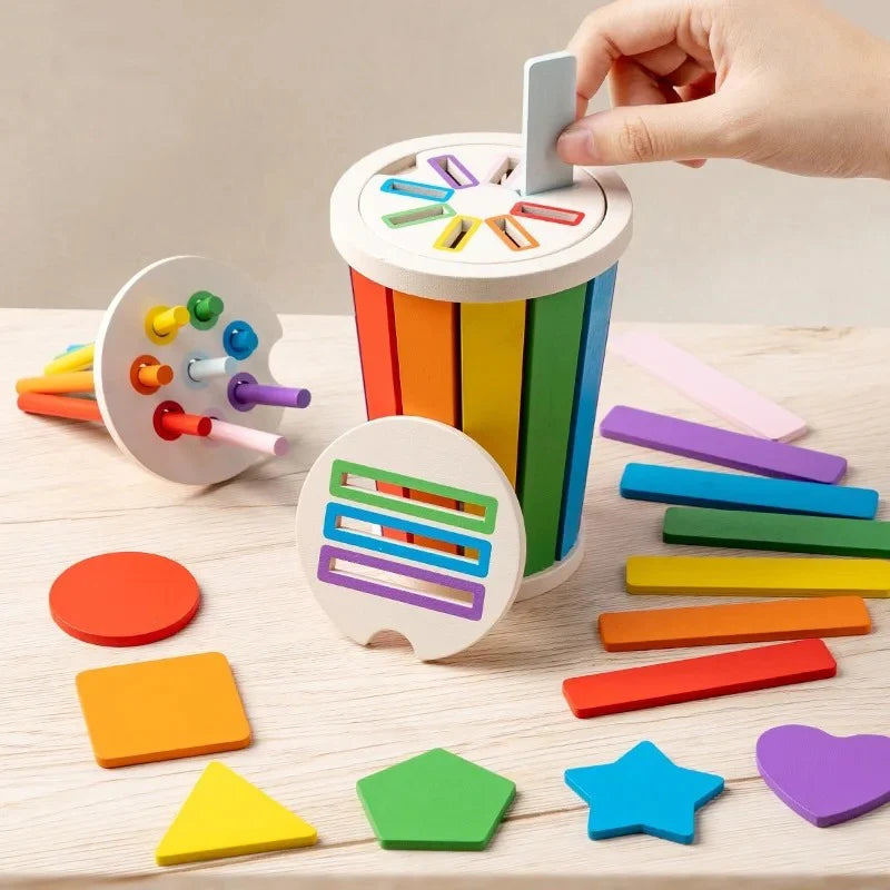 Wooden Montessori Color Sorting Activity Bucket – MGT Toys