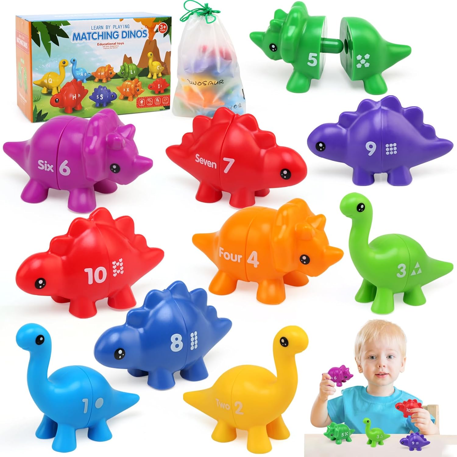 Montessori Numbers & Colors Matching Dinosaur Activity – MGT Toys