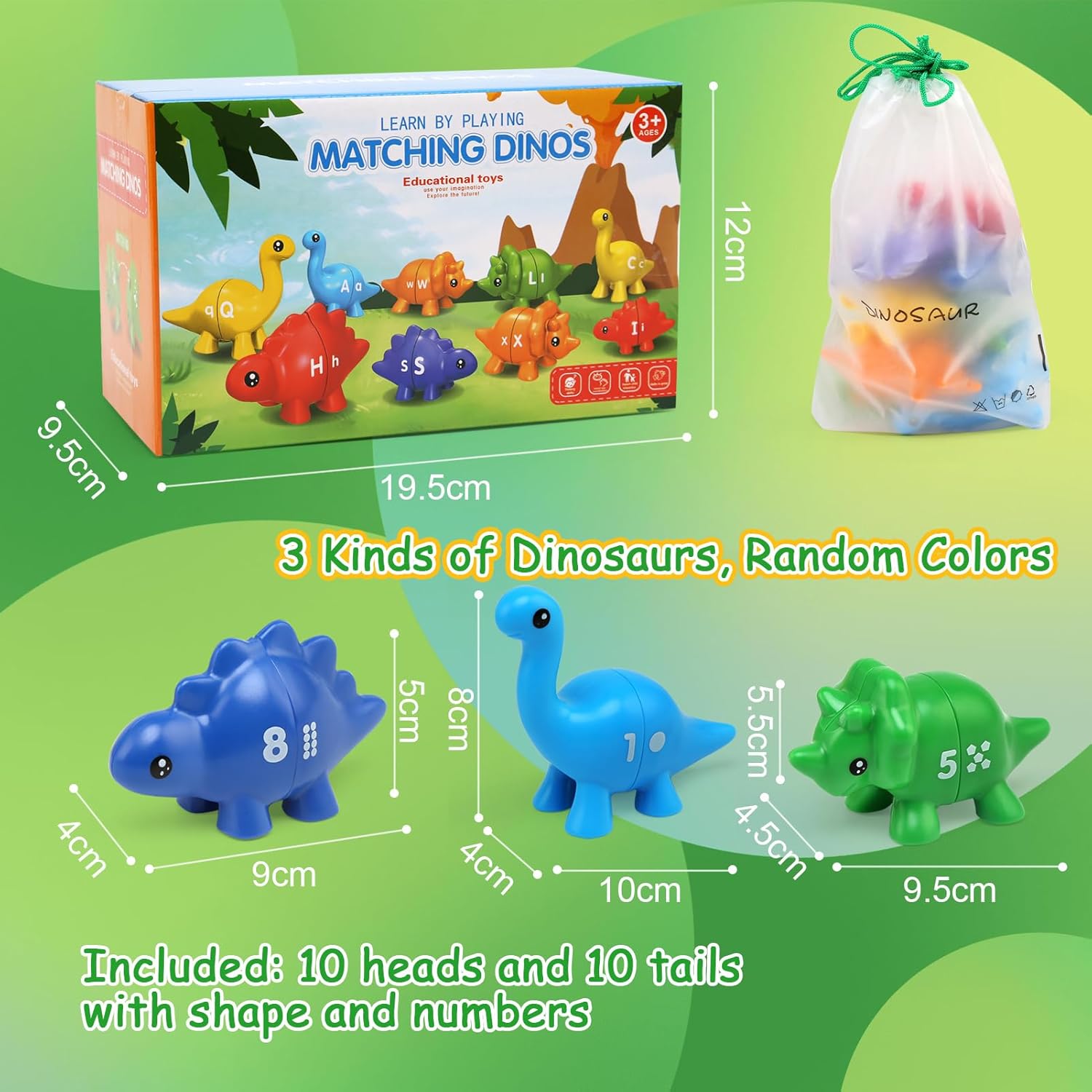Montessori Numbers & Colors Matching Dinosaur Activity – MGT Toys