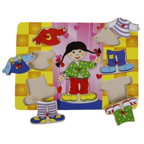 Wooden Colorful Clothes Puzzle Sorting Pin board-G – MGT Toys