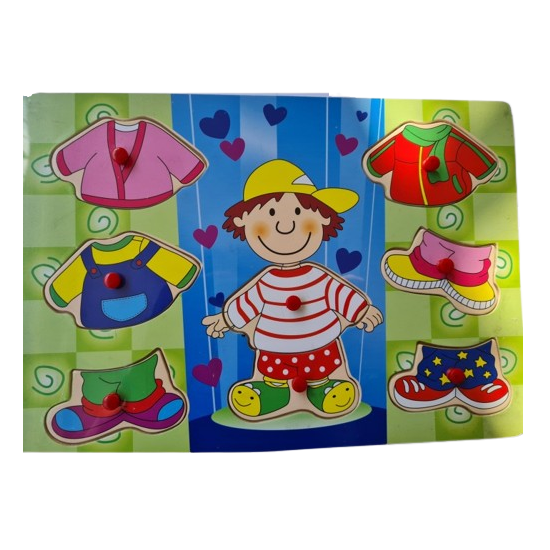 Wooden Colorful Clothes Puzzle Sorting Pin board-B – MGT Toys