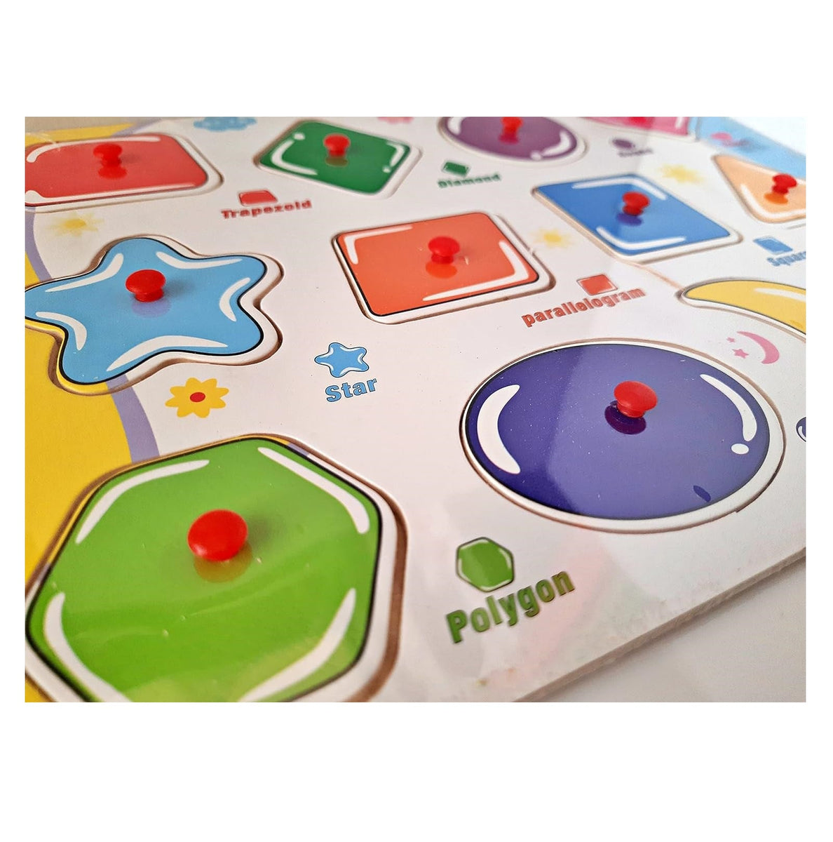 Wooden 12 Shapes Peg Puzzle Pin Board – MGT Toys
