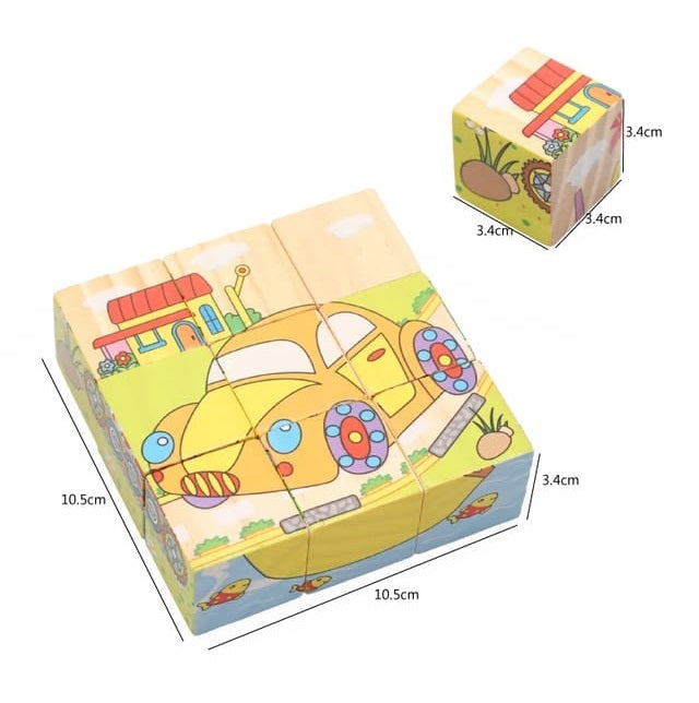 Wooden 6 in 1 Cube Picture Sorting Game – MGT Toys