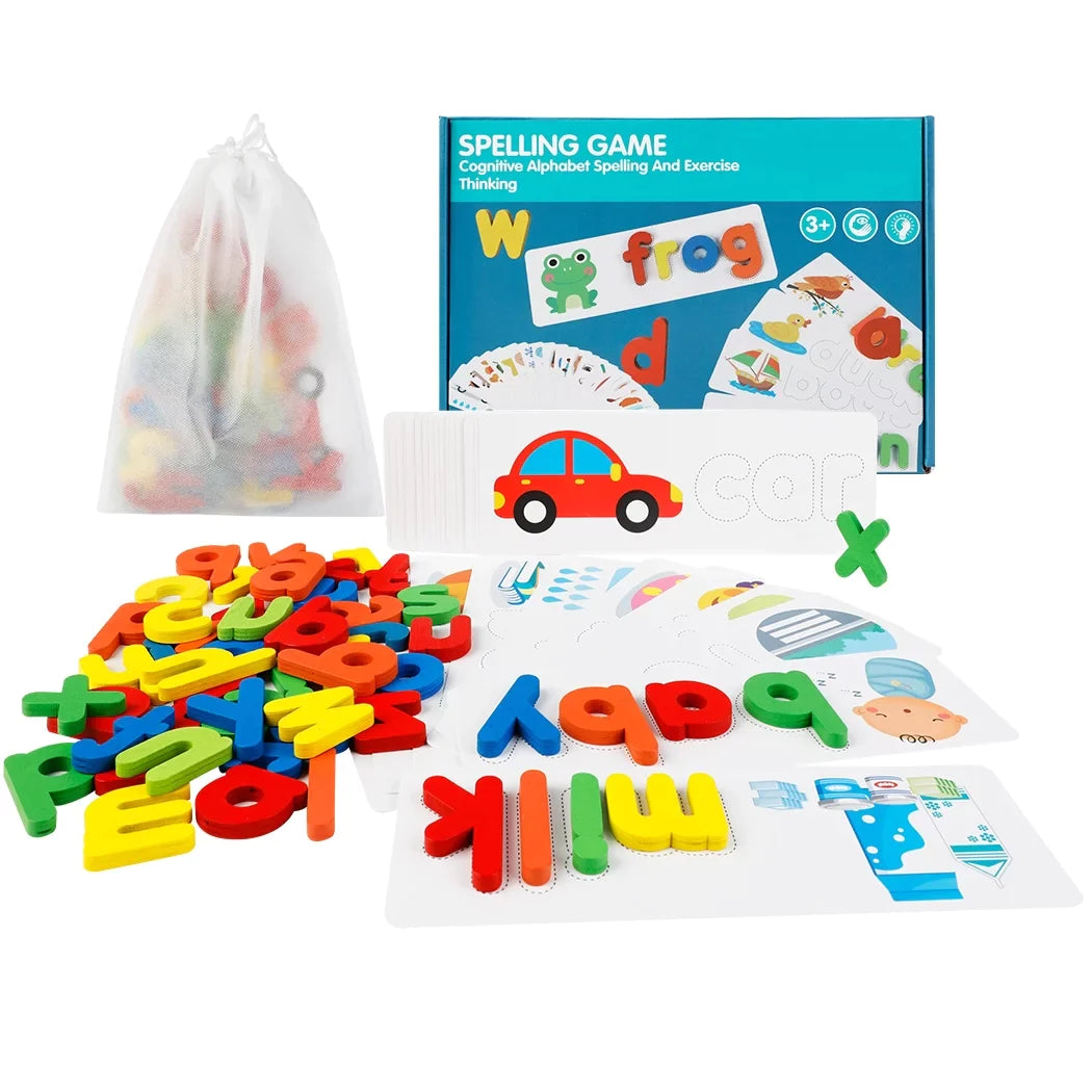 Wooden Spelling Words Flash Cards Activity Game – MGT Toys