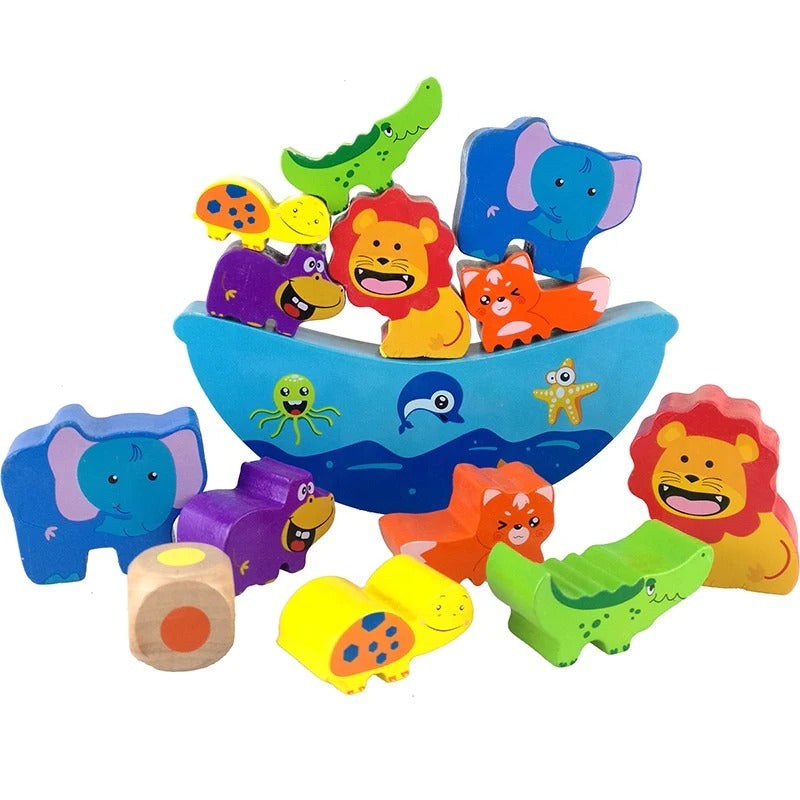 Kids Wooden Multicolor Animals Balancing & Stacking Game – MGT Toys