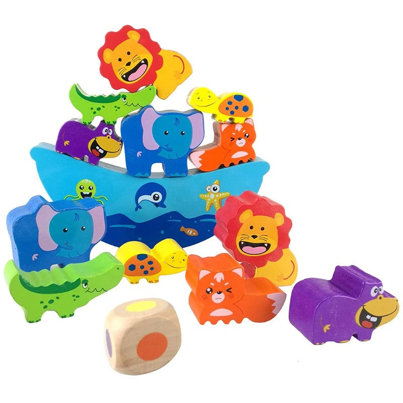 Kids Wooden Multicolor Animals Balancing & Stacking Game – MGT Toys