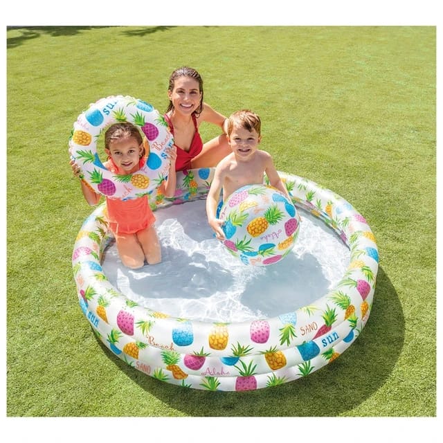 Intex Inflatable Kids Pineapple Swimming Pool With Ball & Tube-52 inch ...