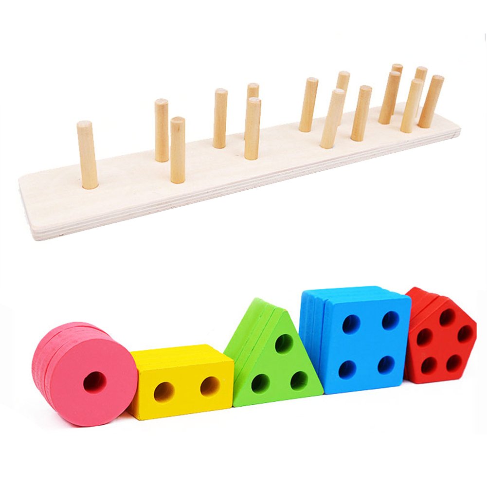 Wooden 5 Geometric Shapes Sorter Set – MGT Toys